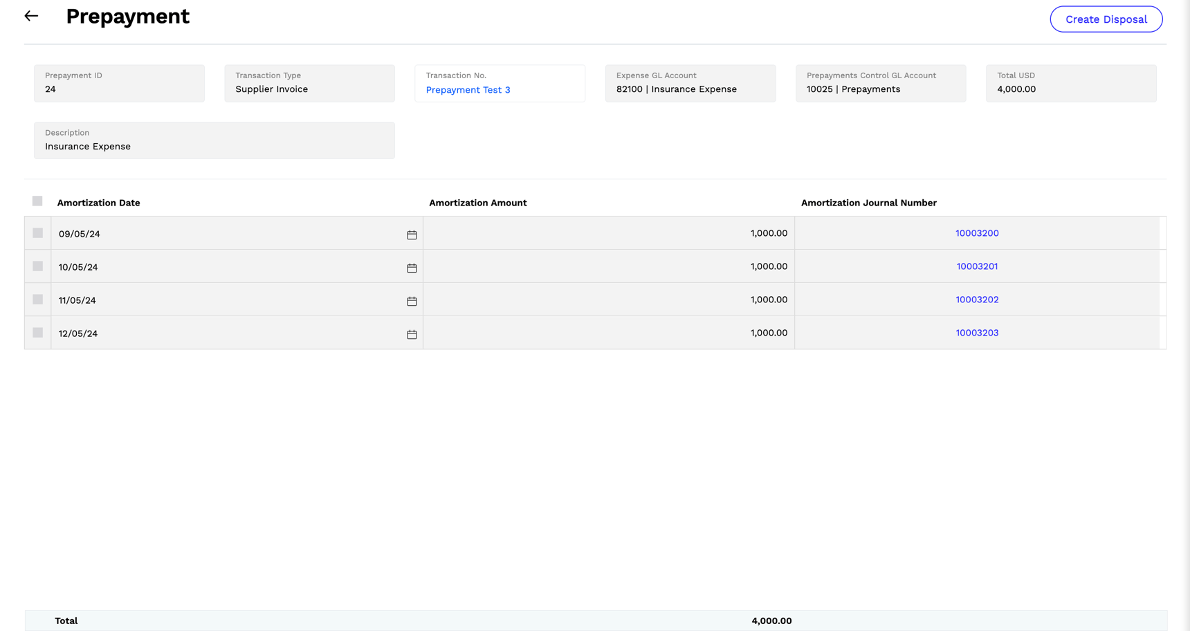Prepayments Search and Adjustment
